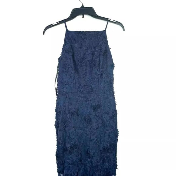 Avery G | Dresses | Avery G Womens Navy Blue Textured Halter Sleeveless ...
